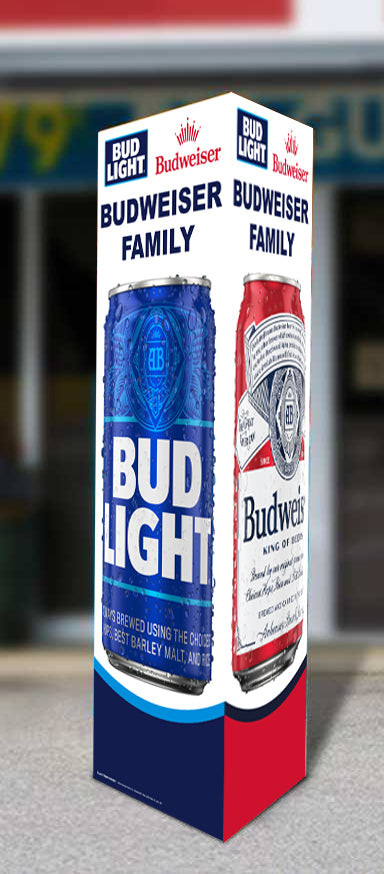 Bud/Bud Light Can Three Sided Bollard Sign — Ripper Bud Web Store