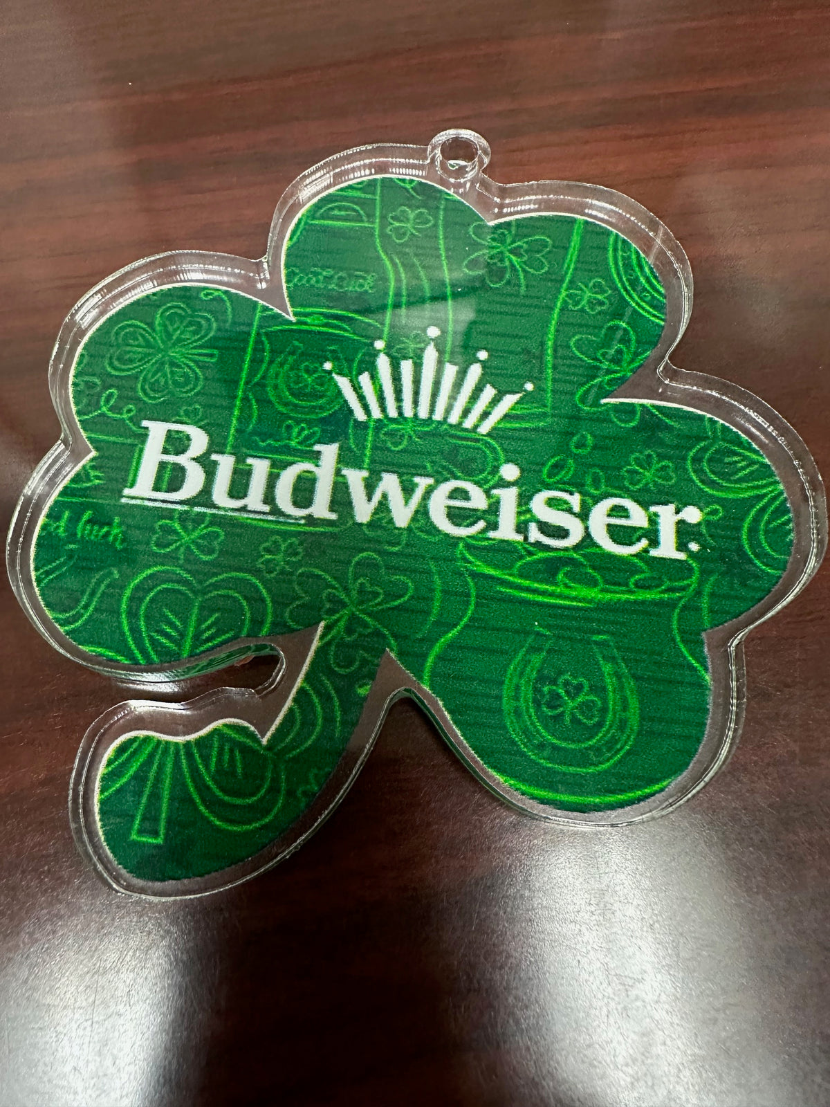 Budweiser Acrylic Shamrocks Hangers — Ripper Bud Web Store