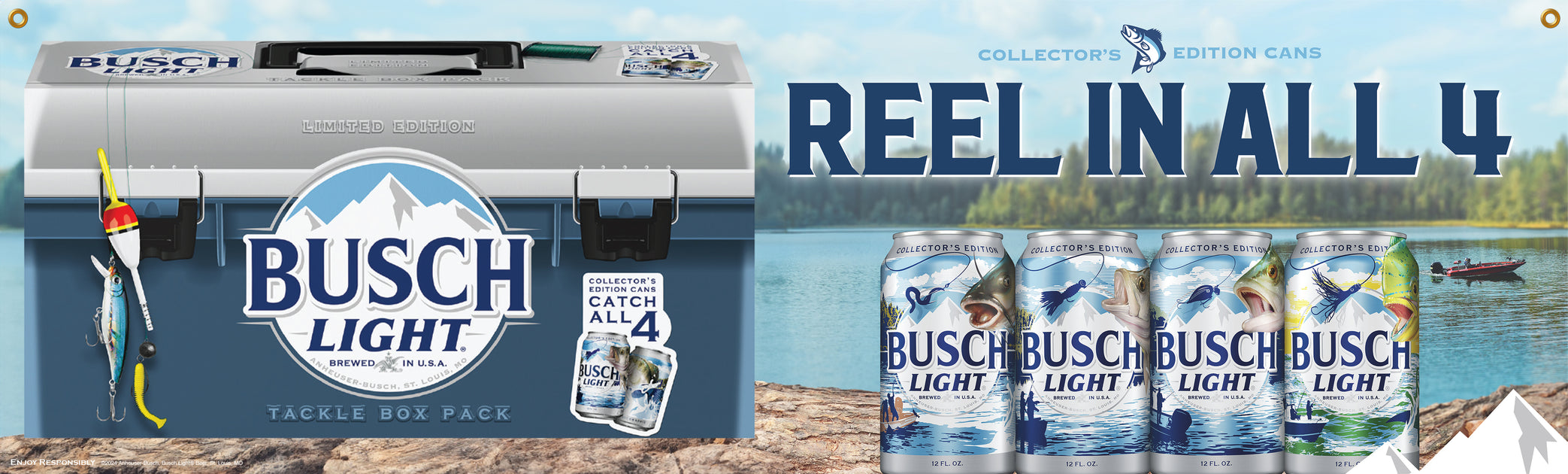 Busch Light Reel In All Four Banner 14" x 48" — Ripper Bud Web Store