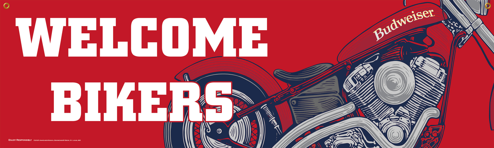 Budweiser "Motorcycle" 3' x 6' Logo Banner — Ripper Bud Web Store