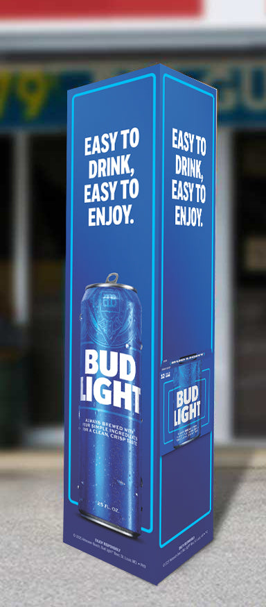 Bud Light Easy To Drink Three Sided Bollard Sign — Ripper Bud Web Store